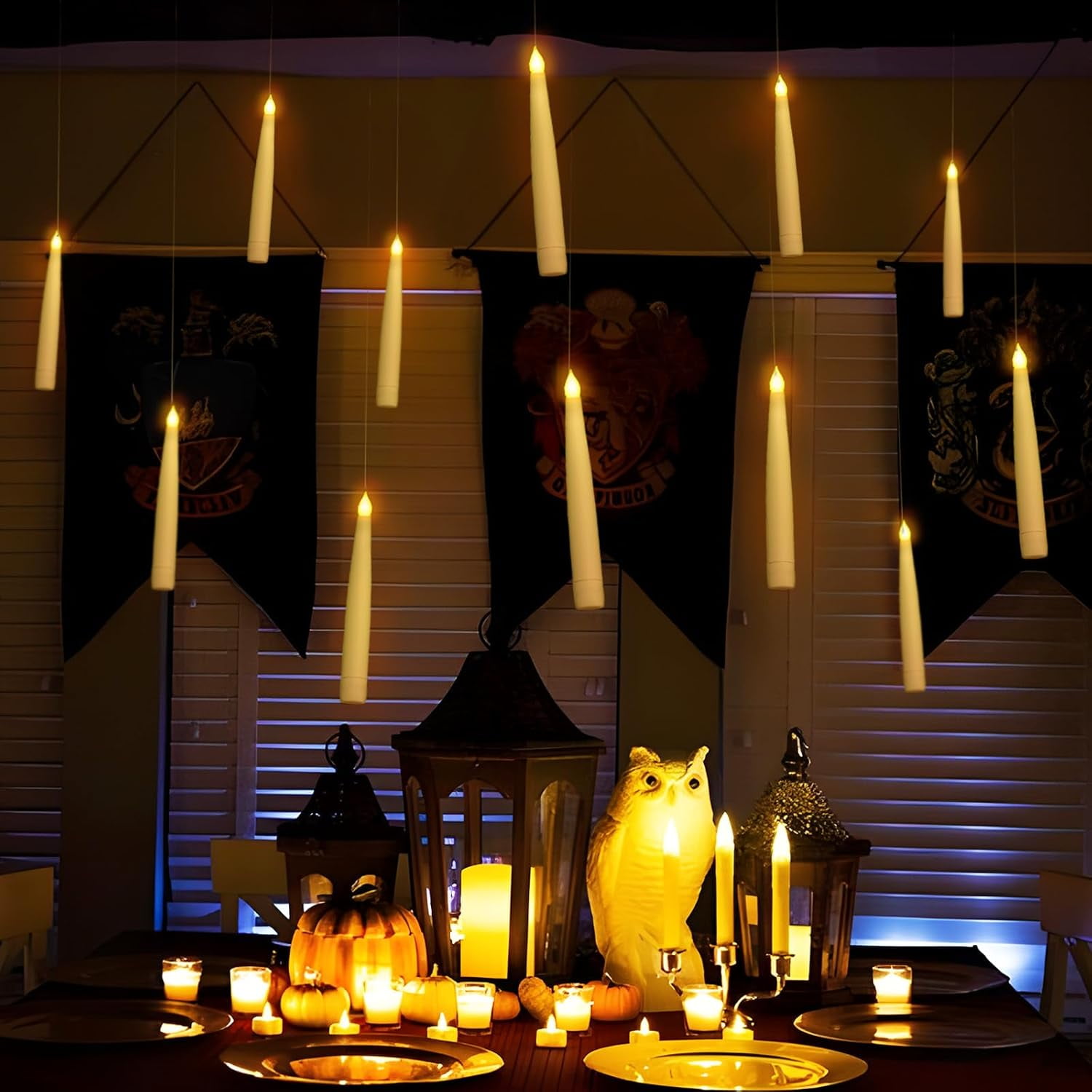 JUNCHI-Halloween Decorations - Floating LED Candles with Remote Control ...