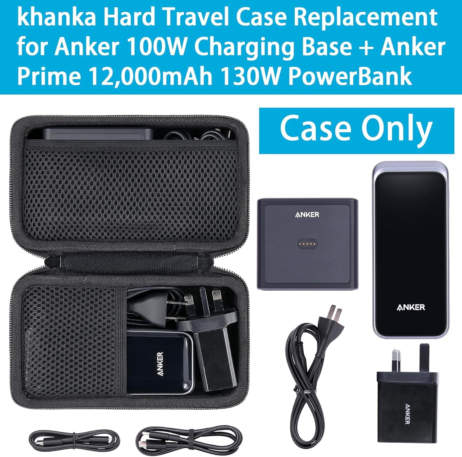 JUNCHI-Hard Travel Case Replacement for Anker 100W Charging Base ...
