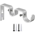 JUNCHI-Heavy Duty Double Curtain Rod Brackets (Set of 6, Silver) 1" and ...
