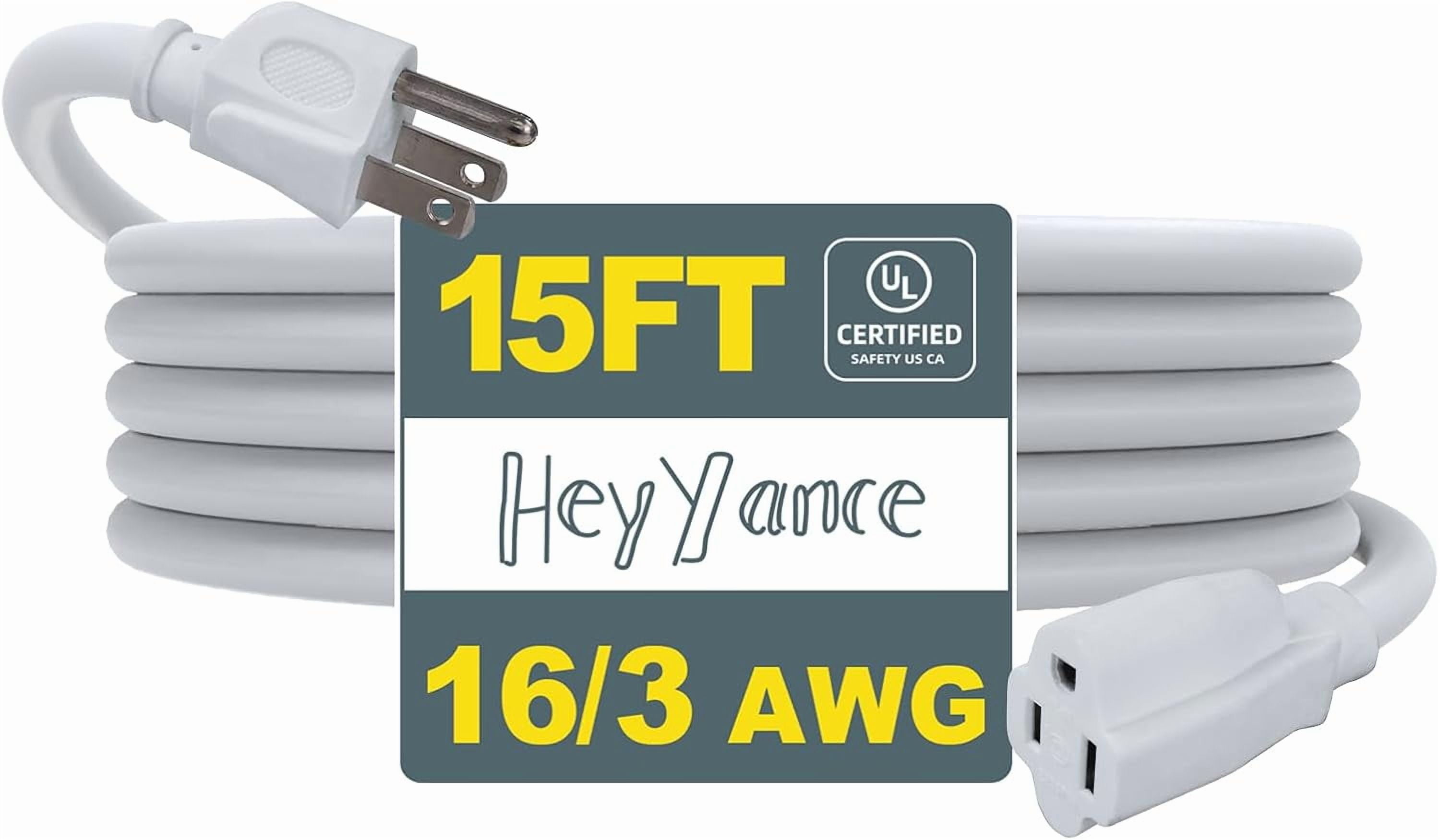 JUNCHI-Heavy Duty Outdoor Extension Cord Waterproof - 15 Ft Extension ...