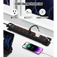 JUNCHI-Heavy Duty Power Strip with Individual Switches,8 Outlets 14 ...