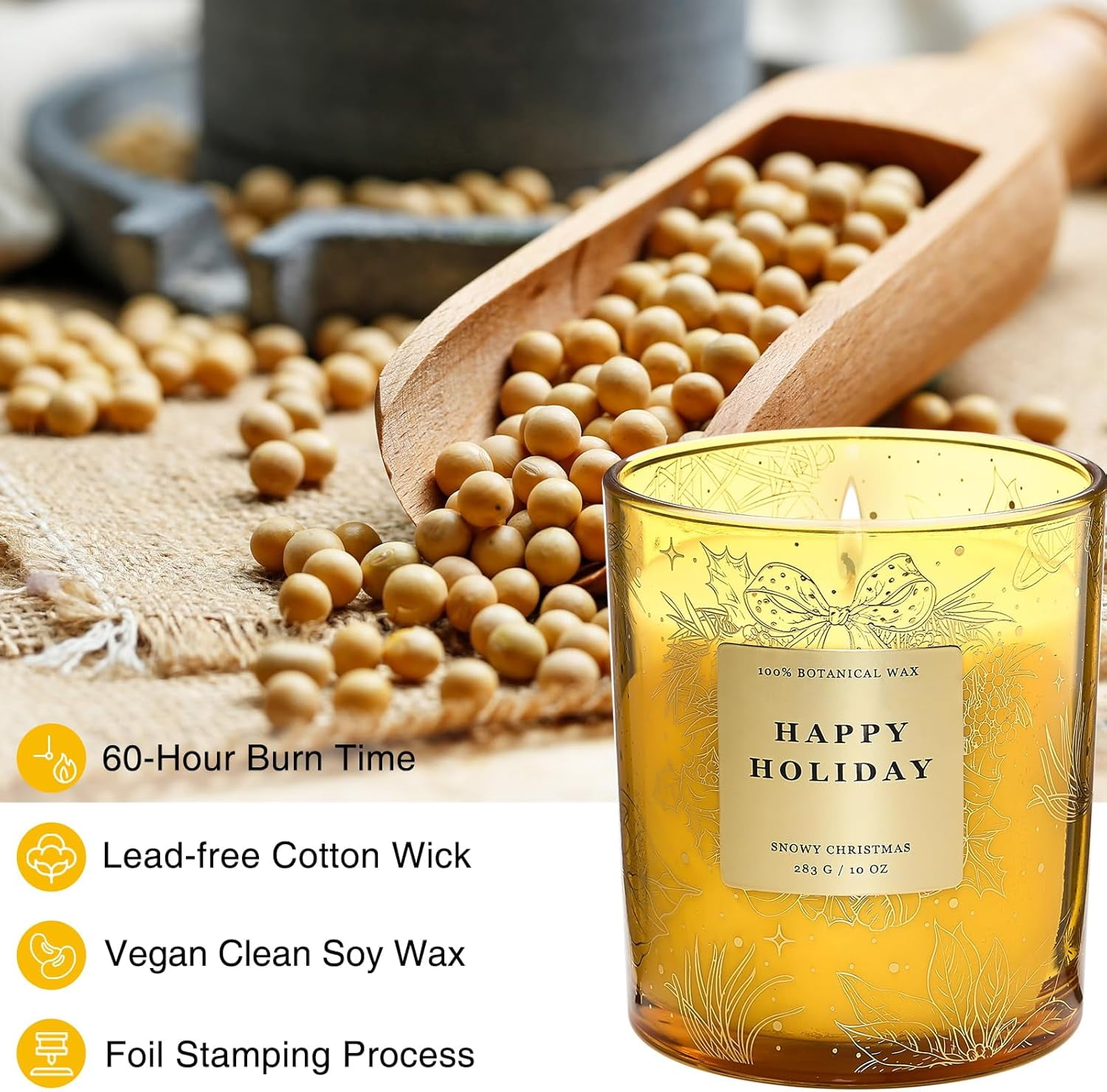 JUNCHI-Holiday Scented Candle Gift for Women and Men - Snowy Christmas ...