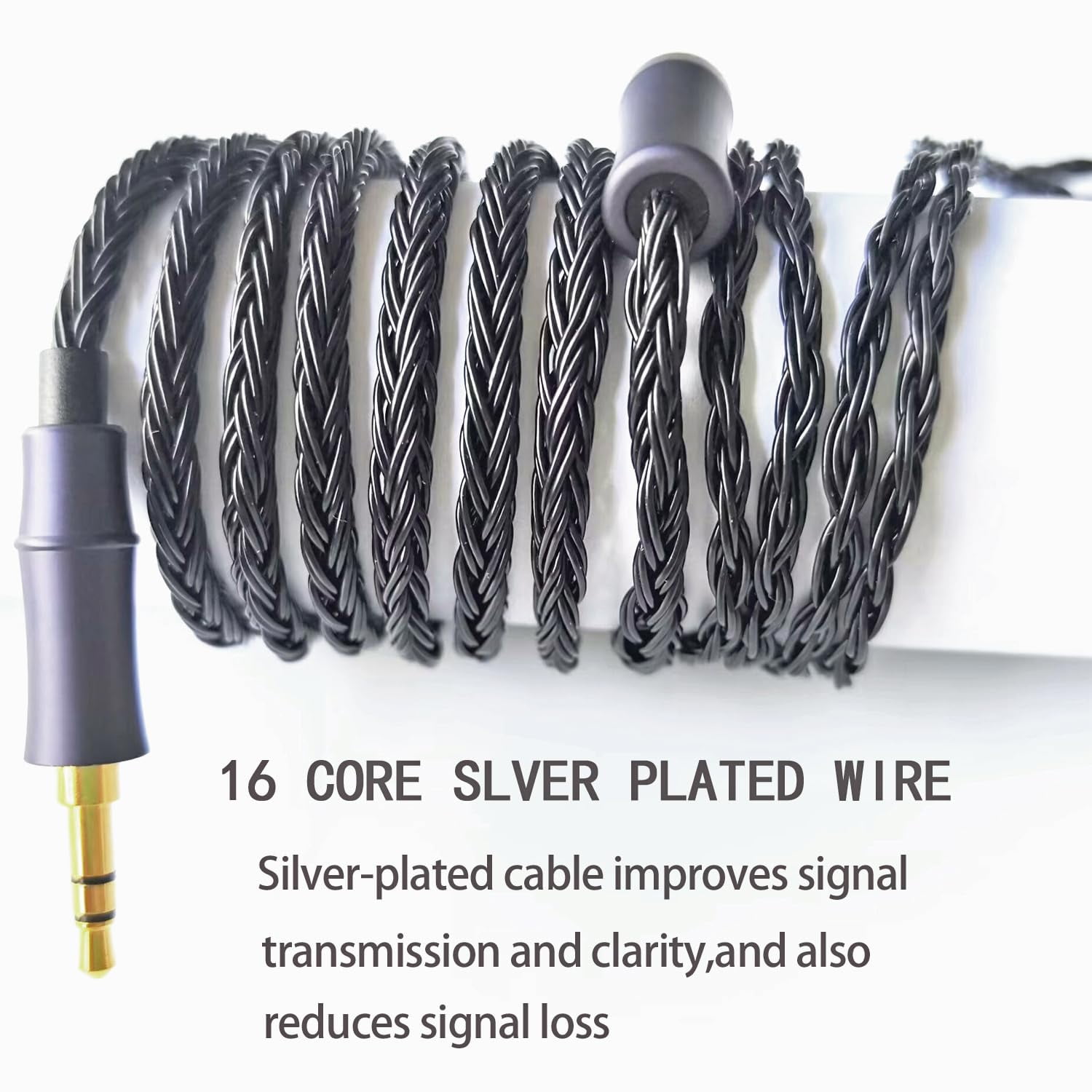 JUNCHI-IEM Upgrade Cable, 16 Core Silver Plated Earphone Upgraded Cords ...