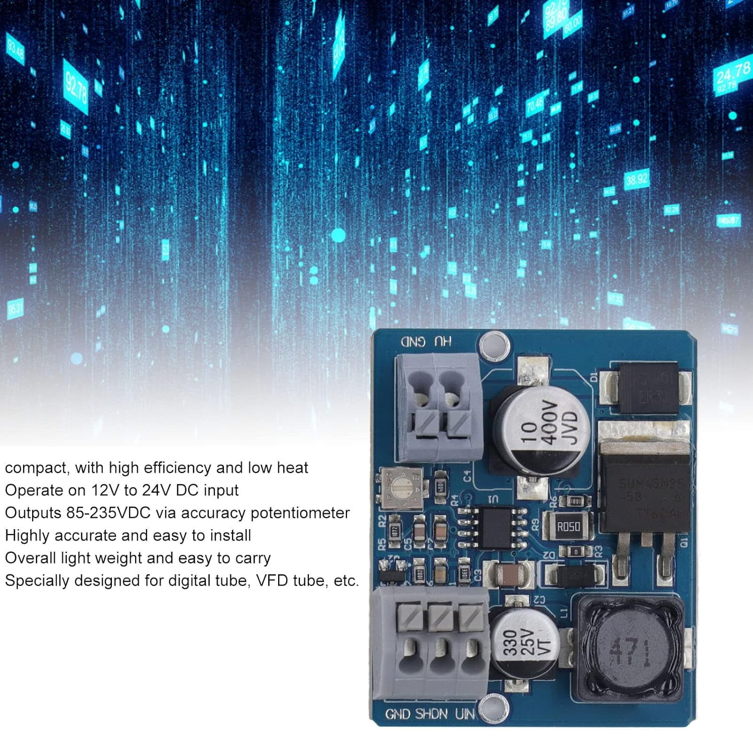 JUNCHI-Input DC12‑24V Output DC85‑235V High Voltage DC Power Module ...