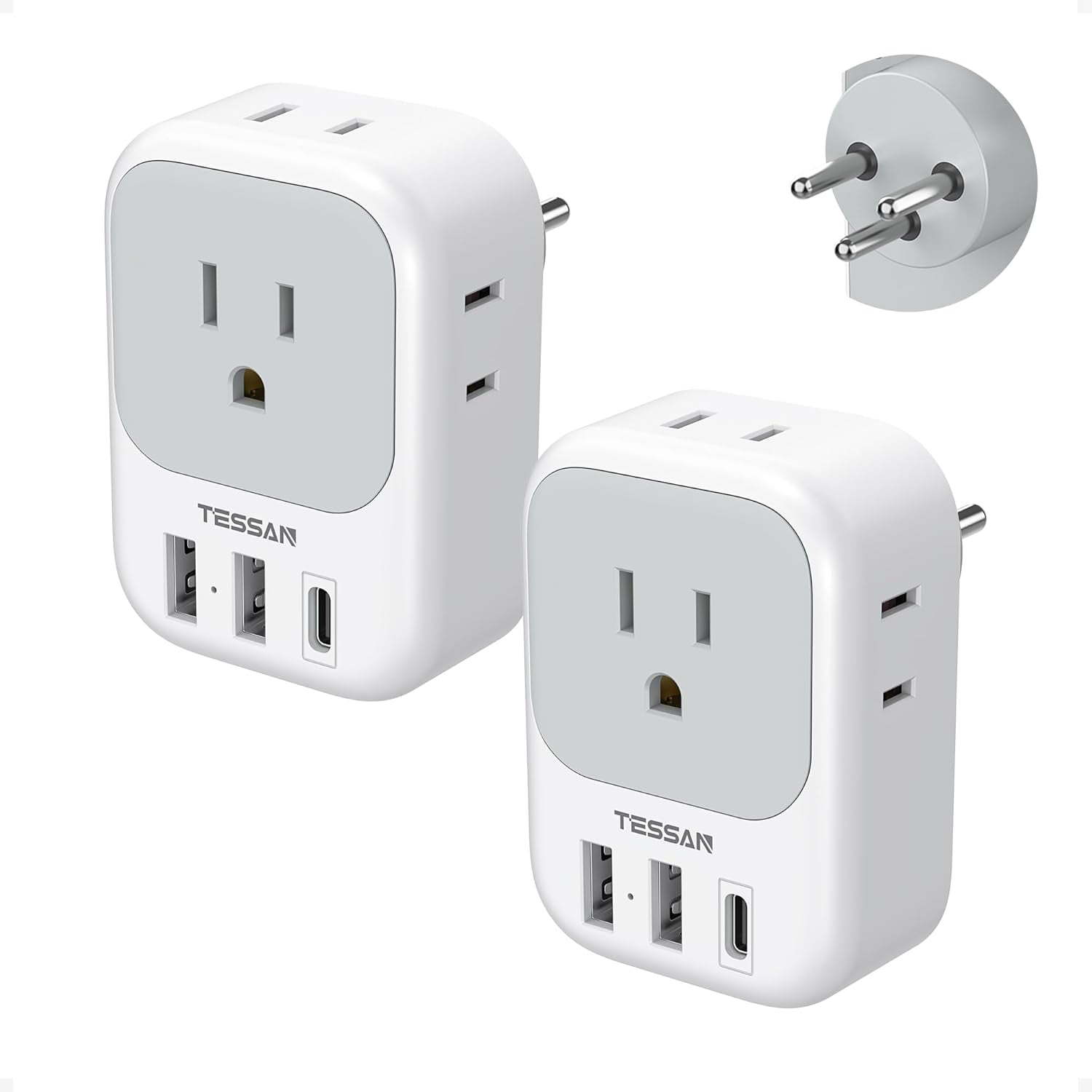 JUNCHI-Israel Adapter Plug 2 Pack, 7 in 1 US to Israel Power Adapter ...