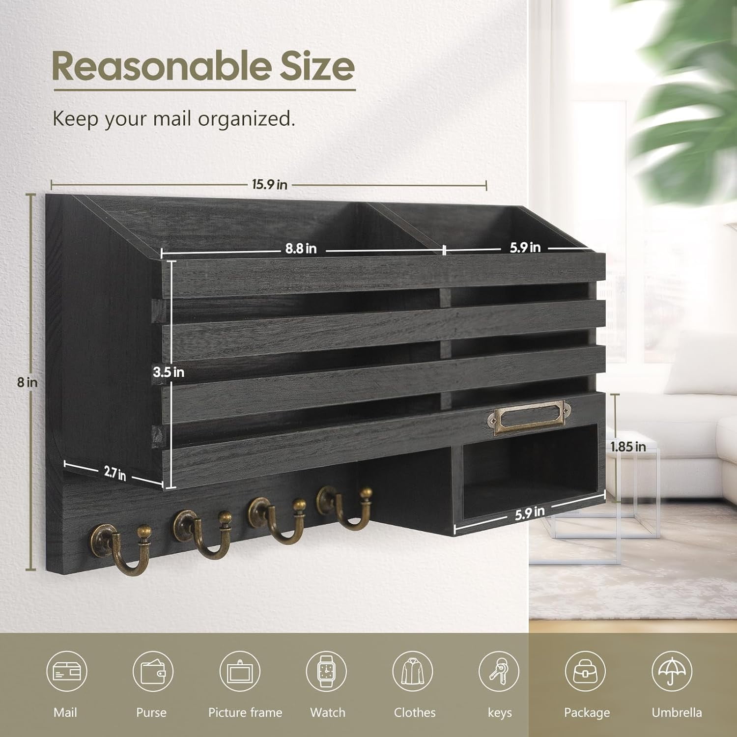 JUNCHI-Key Holder for Wall: Easy Mounted Key Rack and Mail Organizer ...