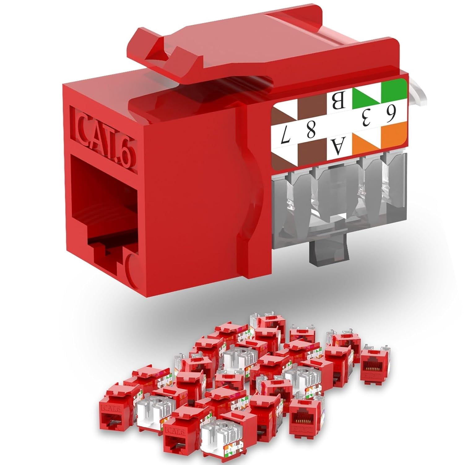 JUNCHI-Keystone Jack Cat6 Slim (25 Pack), Keystone Jacks 90 Degree ...