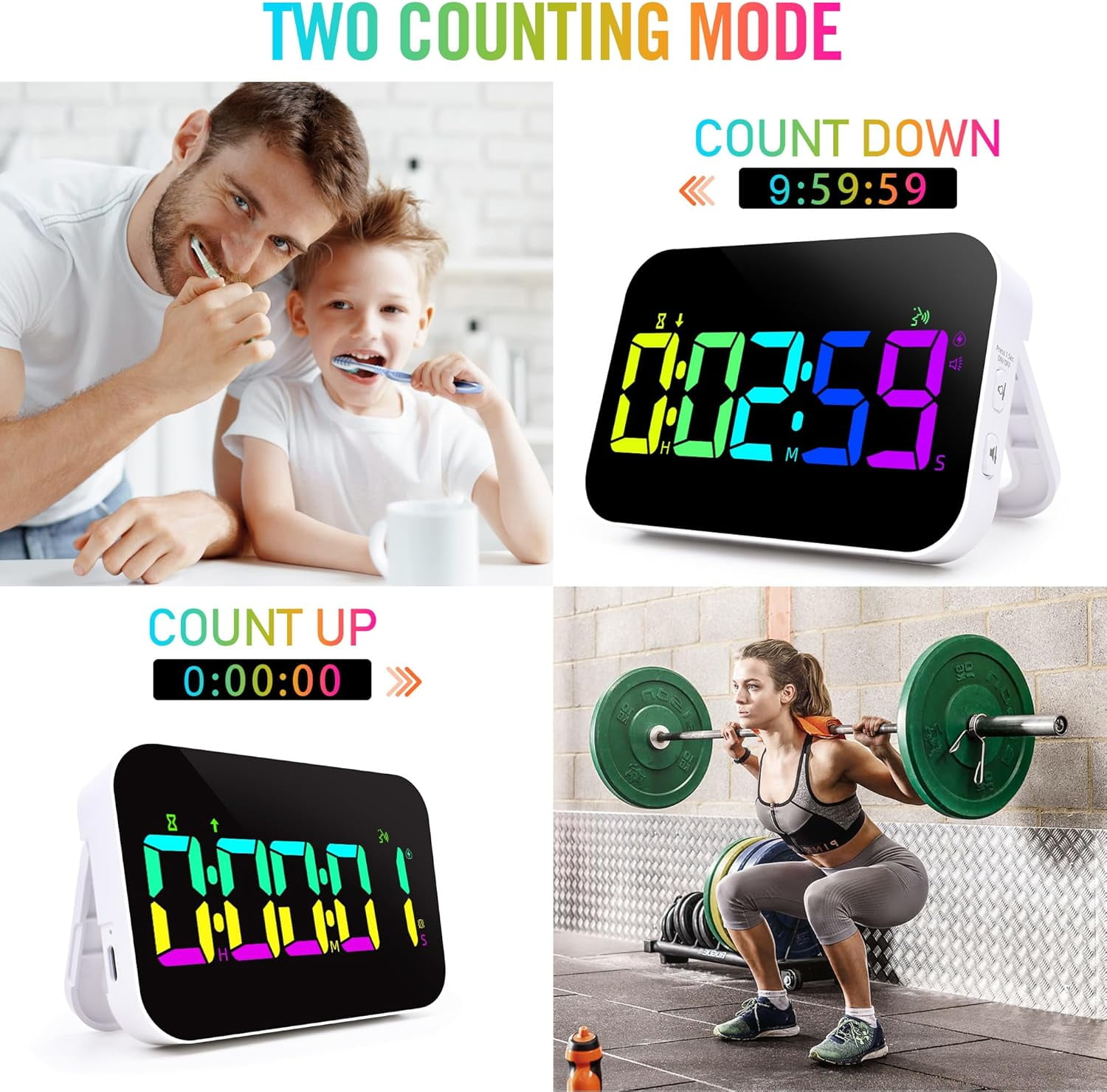 JUNCHI-Kitchen Timer for Cooking, Rechargeable Digital Magnetic Timer ...