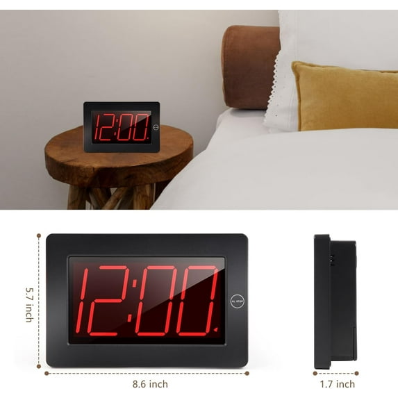 JUNCHI-LED Digital Wall Clock Battery Operated - Large Display Digital ...