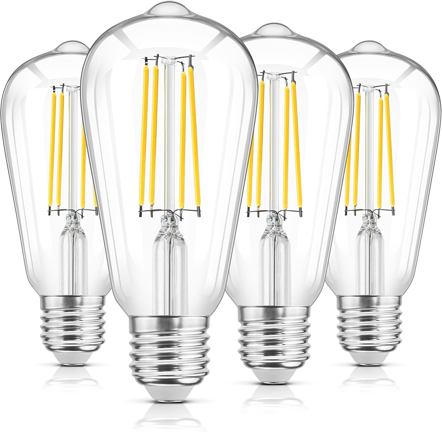 JUNCHI-LED Edison Light Bulbs, Vintage 6W LED Bulb 60W Equivalent, St58 ...