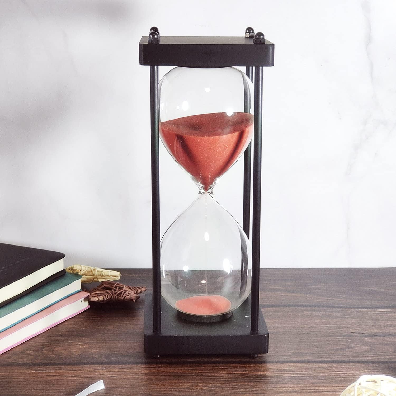 JUNCHI-Large Hourglass Timer 60 Minutes, Decorative Black Frame ...