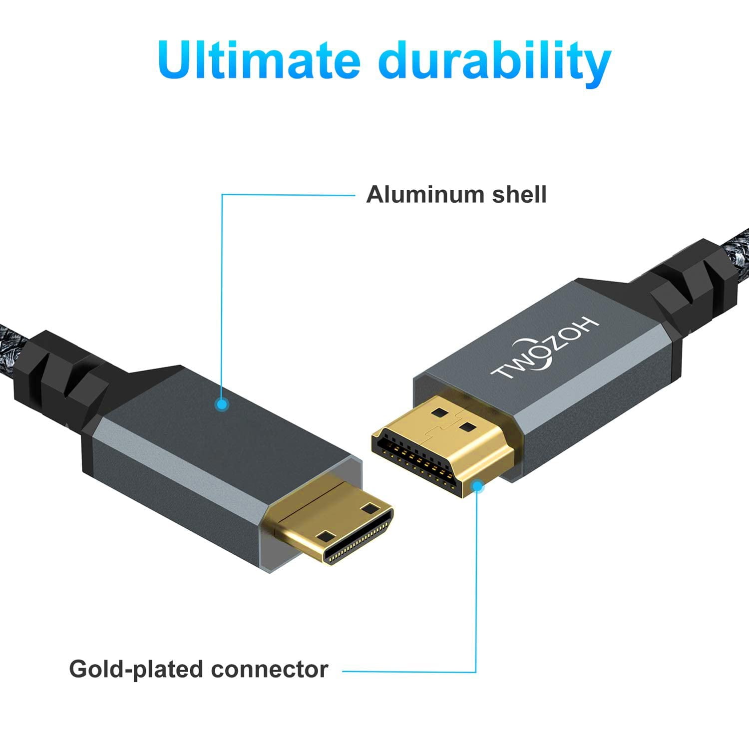 JUNCHI-Long Mini HDMI to HDMI Cable 30FT, HDMI to Mini HDMI Braided ...