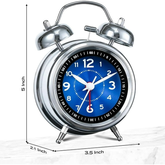 JUNCHI-Loud Alarm Clock for Heavy Deep Sleepers,3 Inches Analog Metal ...