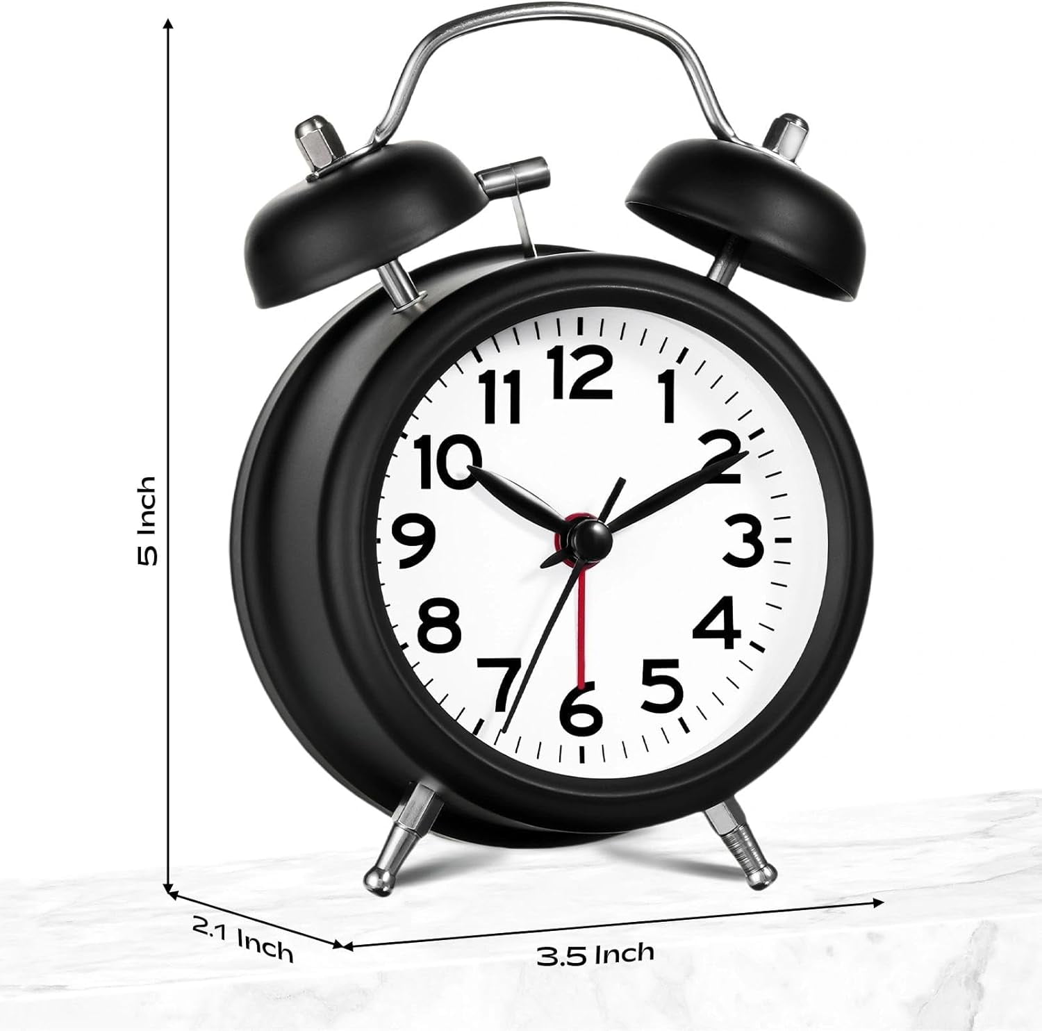 JUNCHI-Loud Alarm Clock for Heavy Deep Sleepers,3 Inches Analog Metal ...