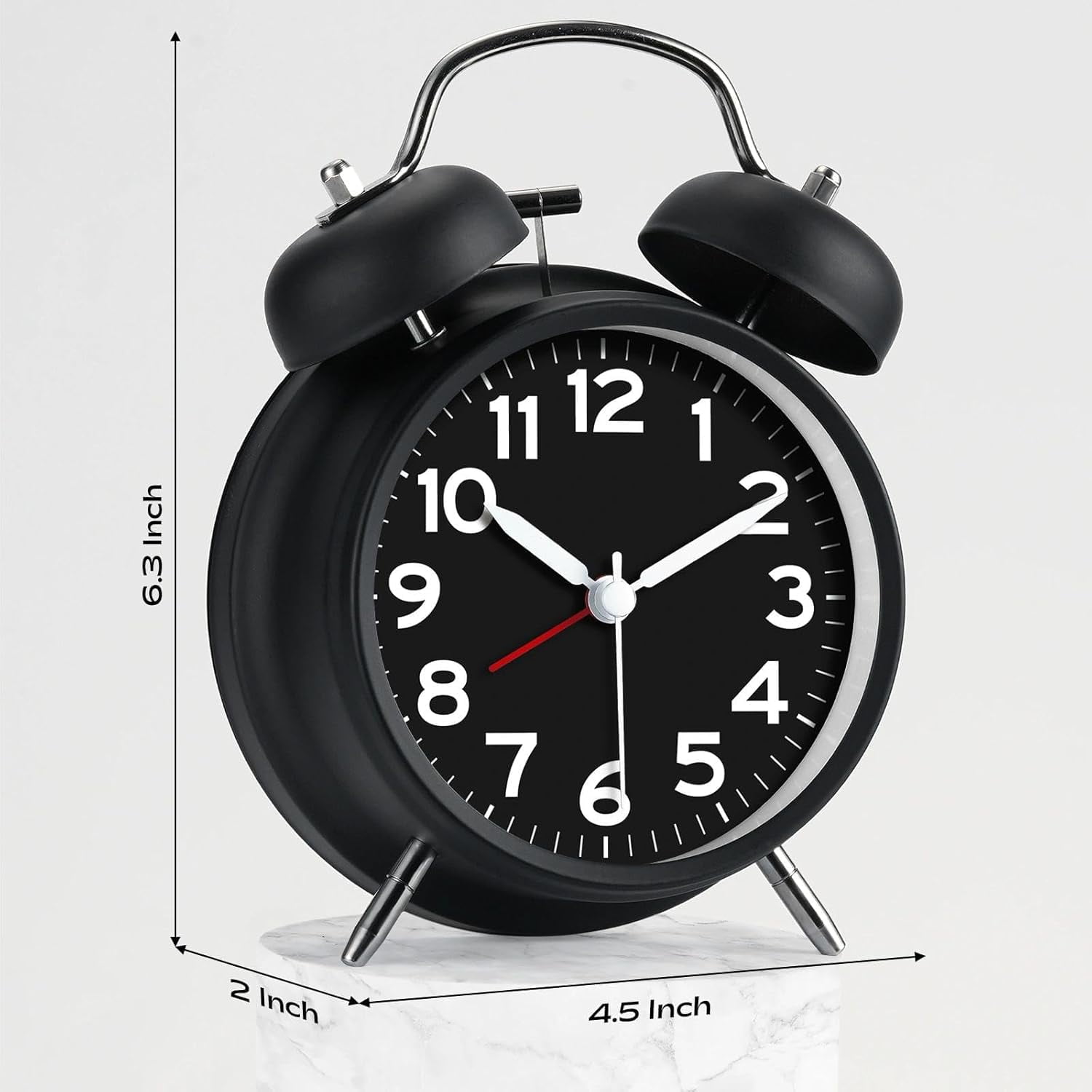 JUNCHI-Loud Alarm Clock for Heavy Deep Sleepers, 4.5 Inches Analog ...