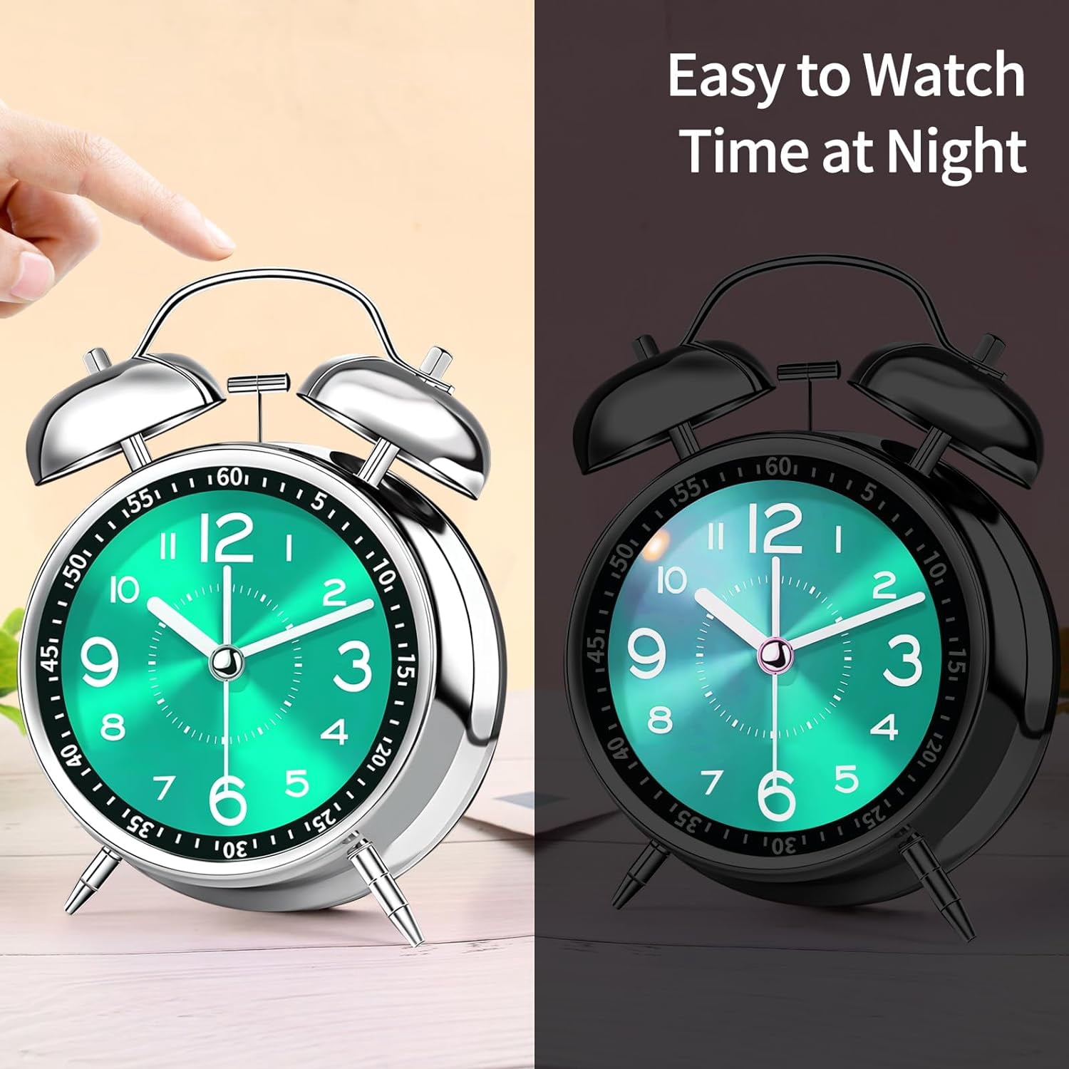 JUNCHI-Loud Alarm Clock for Heavy Sleepers 3D Dial Battery Operated ...