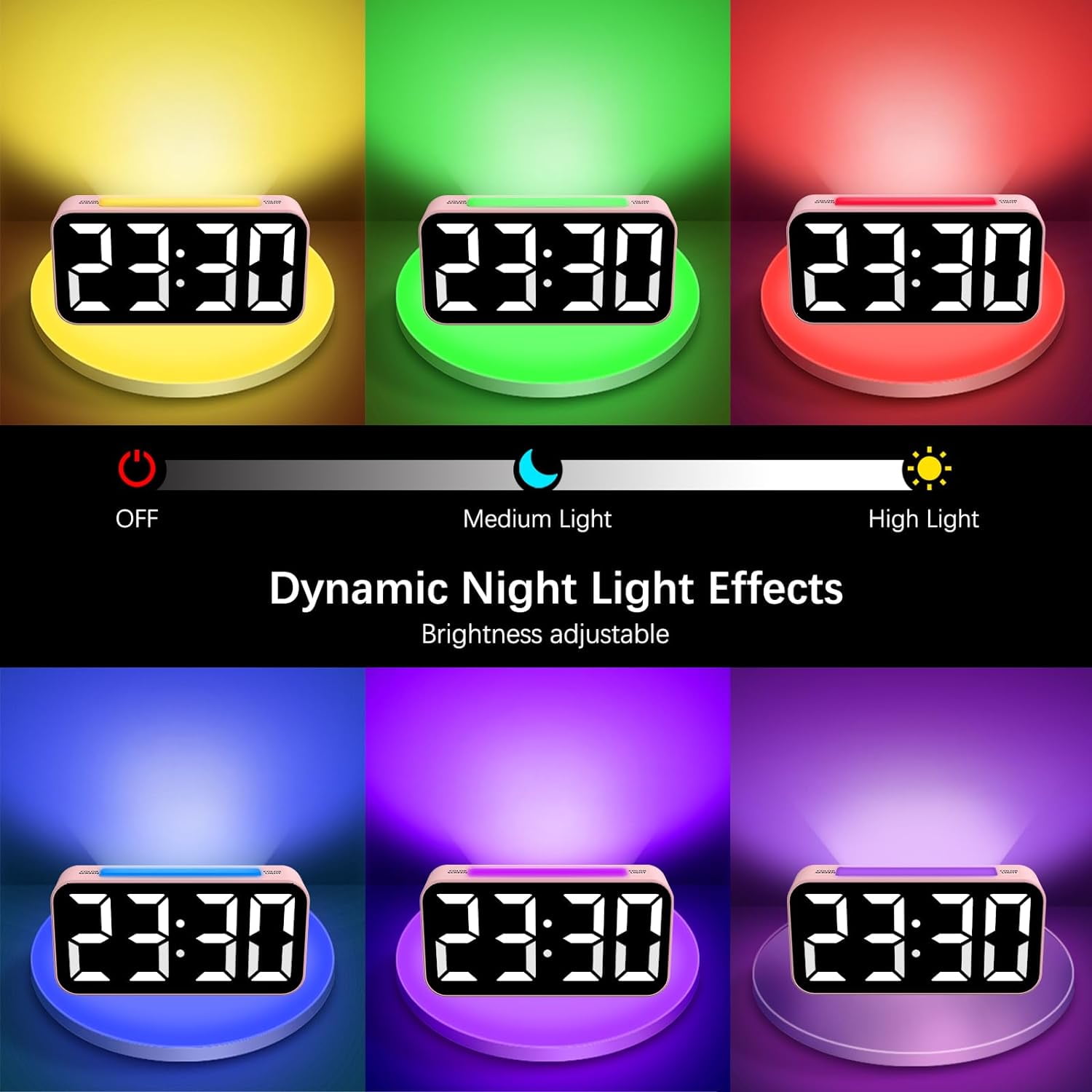 JUNCHI-Loud Alarm Clocks for Bedrooms Heavy Sleepers, Digital Clock ...