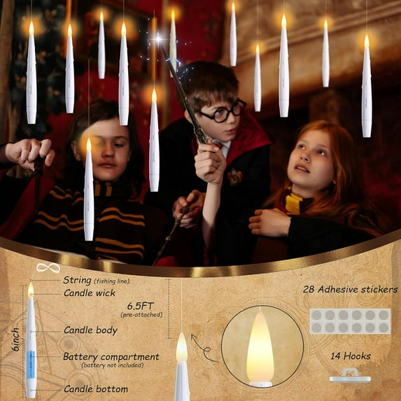 JUNCHI-Magic Hanging Floating LED Candles - 12 PCS Battery Operated ...