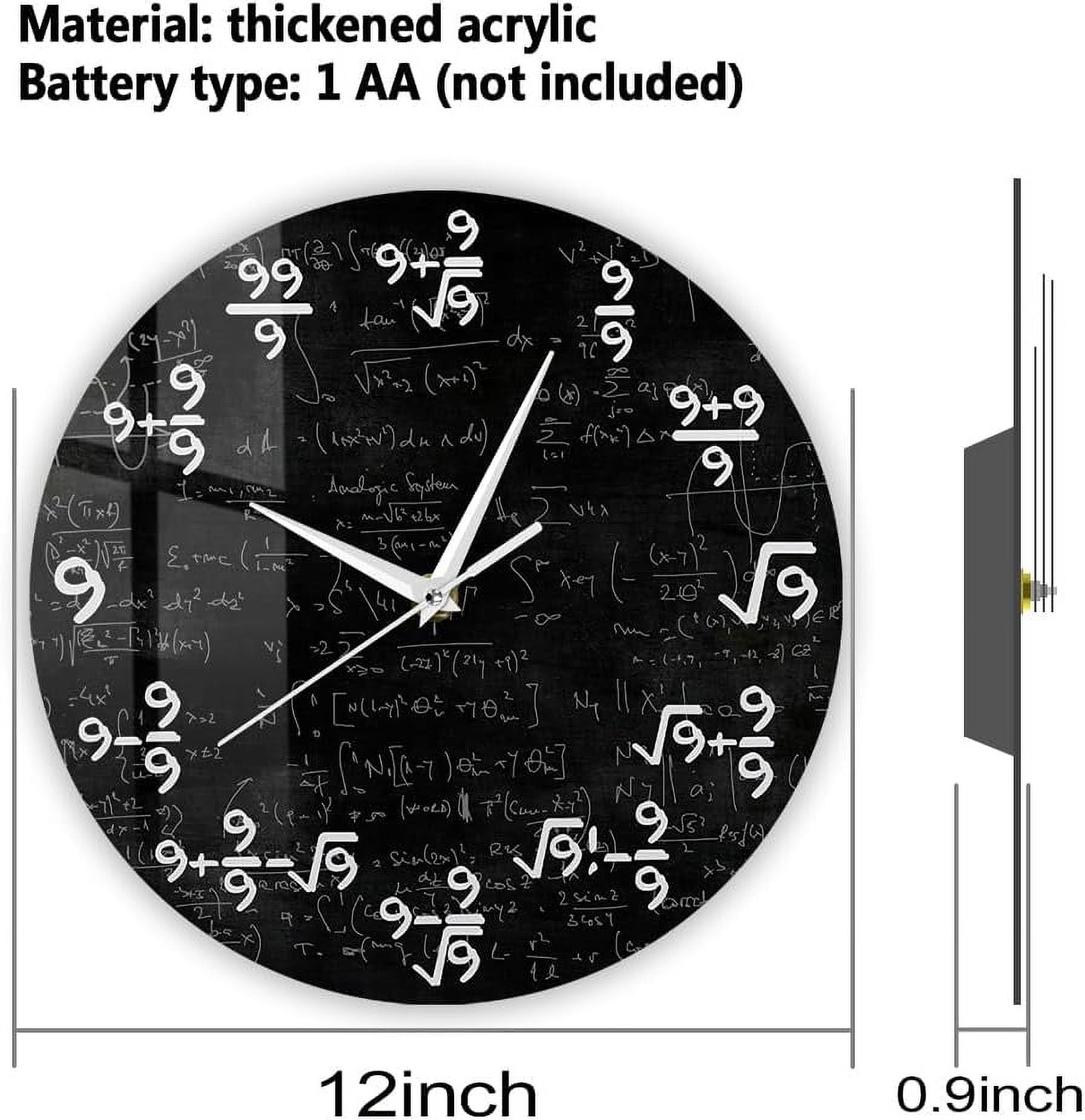 JUNCHI-Math Wall Clock for Classroom, Math Clock Wall Watch Unique Math Equation Formulas ...