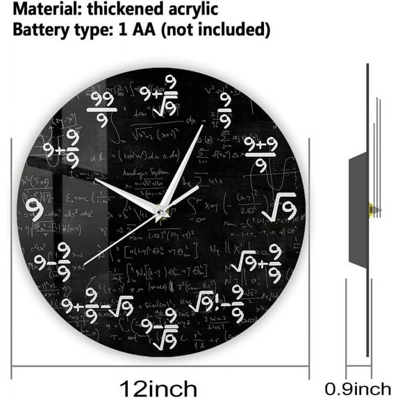JUNCHI-Math Wall Clock for Classroom, Math Clock Wall Watch Unique Math ...
