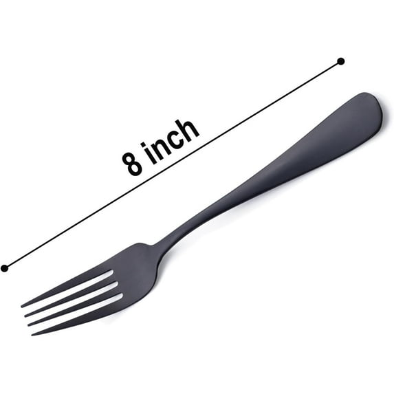 JUNCHI-Matte Black Dinner Fork Set, 8-inch Stainless Steel Cutlery ...