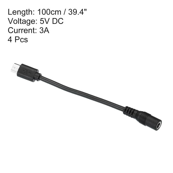 JUNCHI-Micro USB to DC 3.5x1.35mm Extension Cable, 4 Pack Male to ...
