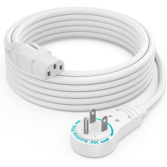 JUNCHI-Monitor Computer Power Cord 10 Ft Flat Plug 360° Rotating PC ...