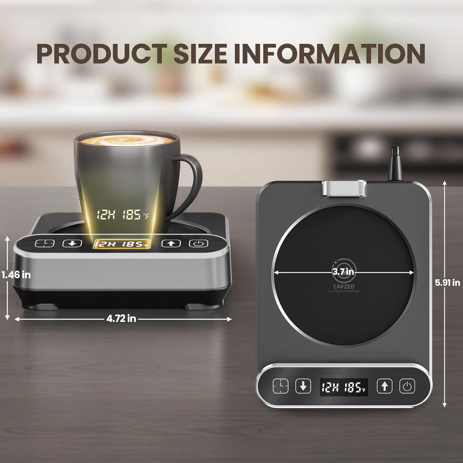 JUNCHI-Mug Warmer with Smart Infrared Sensor, LED Temp Display, Auto On ...