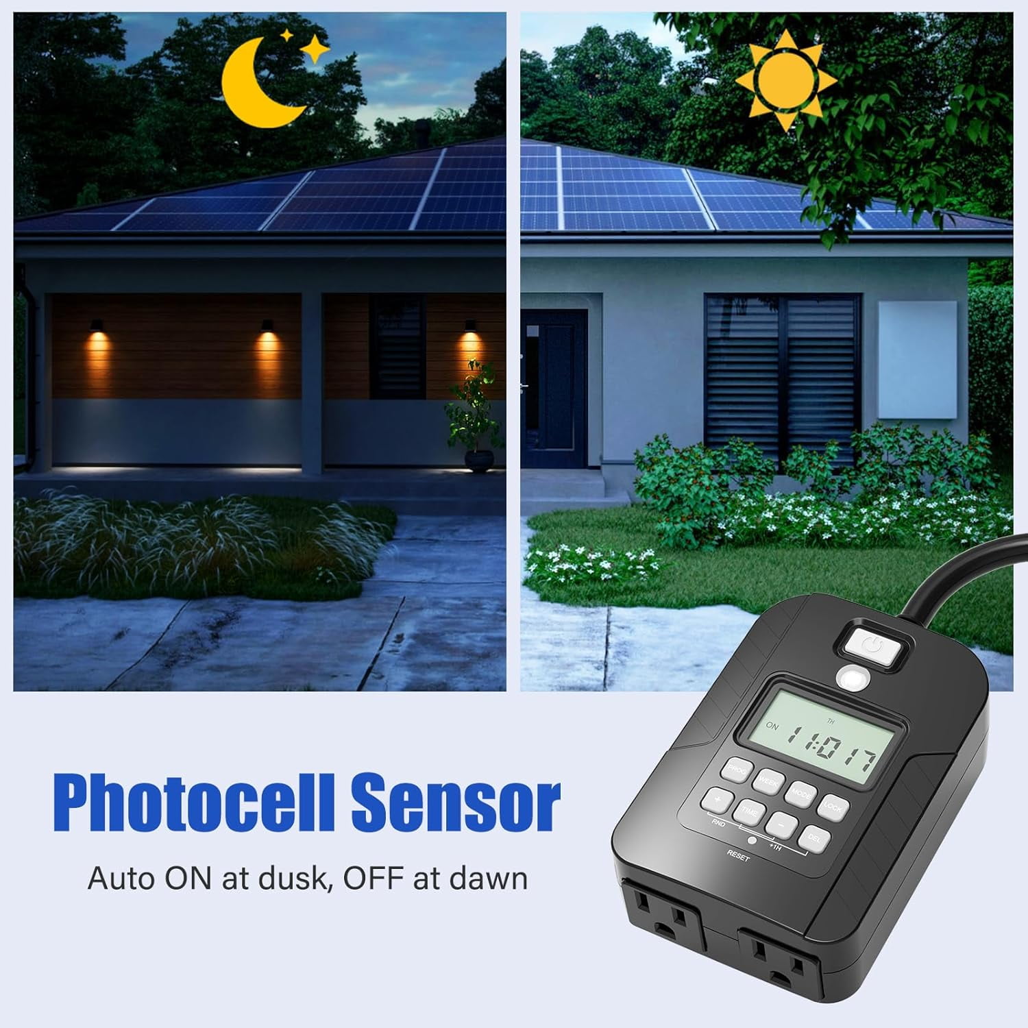 JUNCHI-Outdoor Digital Timer for Lights, 7-Day Programmable Plug ...