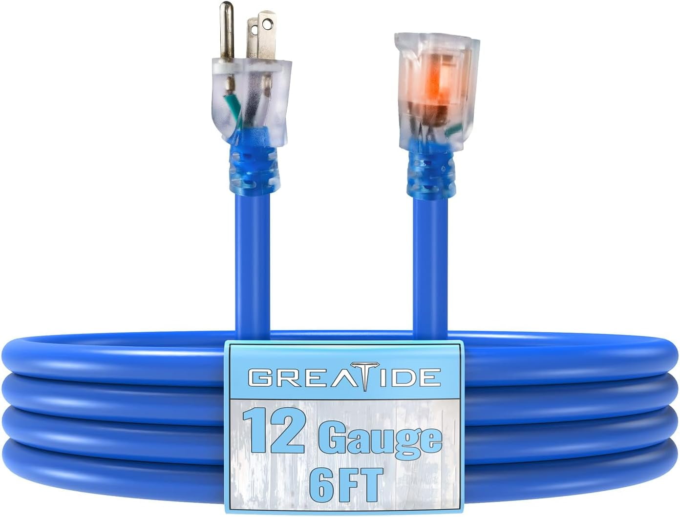 JUNCHI-Outdoor Extension Cord with Lighted End, 12 Gauge Heavy Duty ...