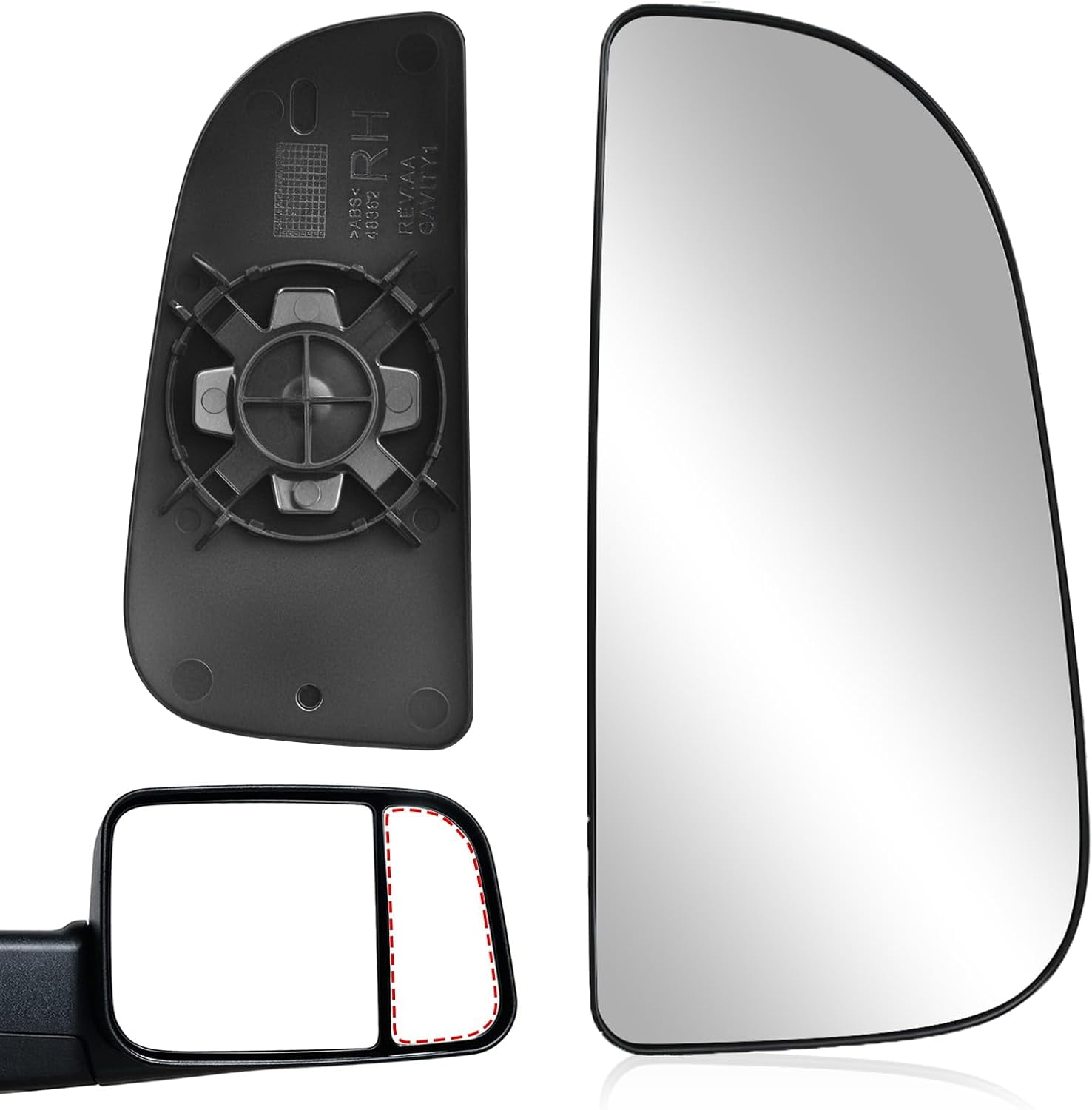 JUNCHI-Passenger Side Lower Mirror Glass Replacement for 2010-2020 ...
