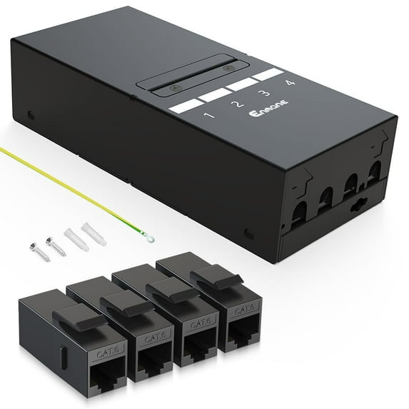 JUNCHI-Patch Panel 4 Port CAT6 Keystone Patch Panel Network for Home ...