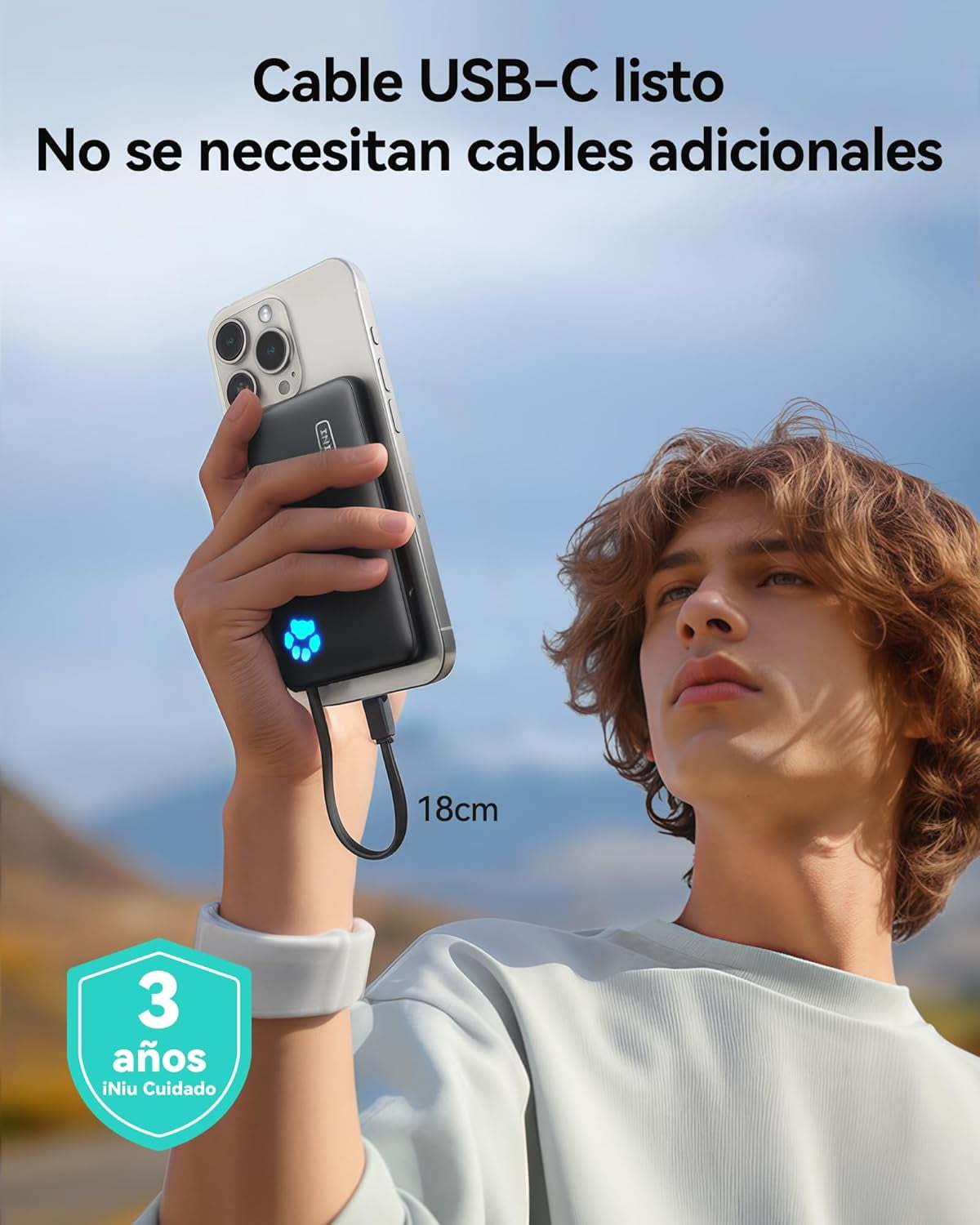 JUNCHI-Portable Charger, Slim 10000mAh Power Bank with Build in USB-C ...