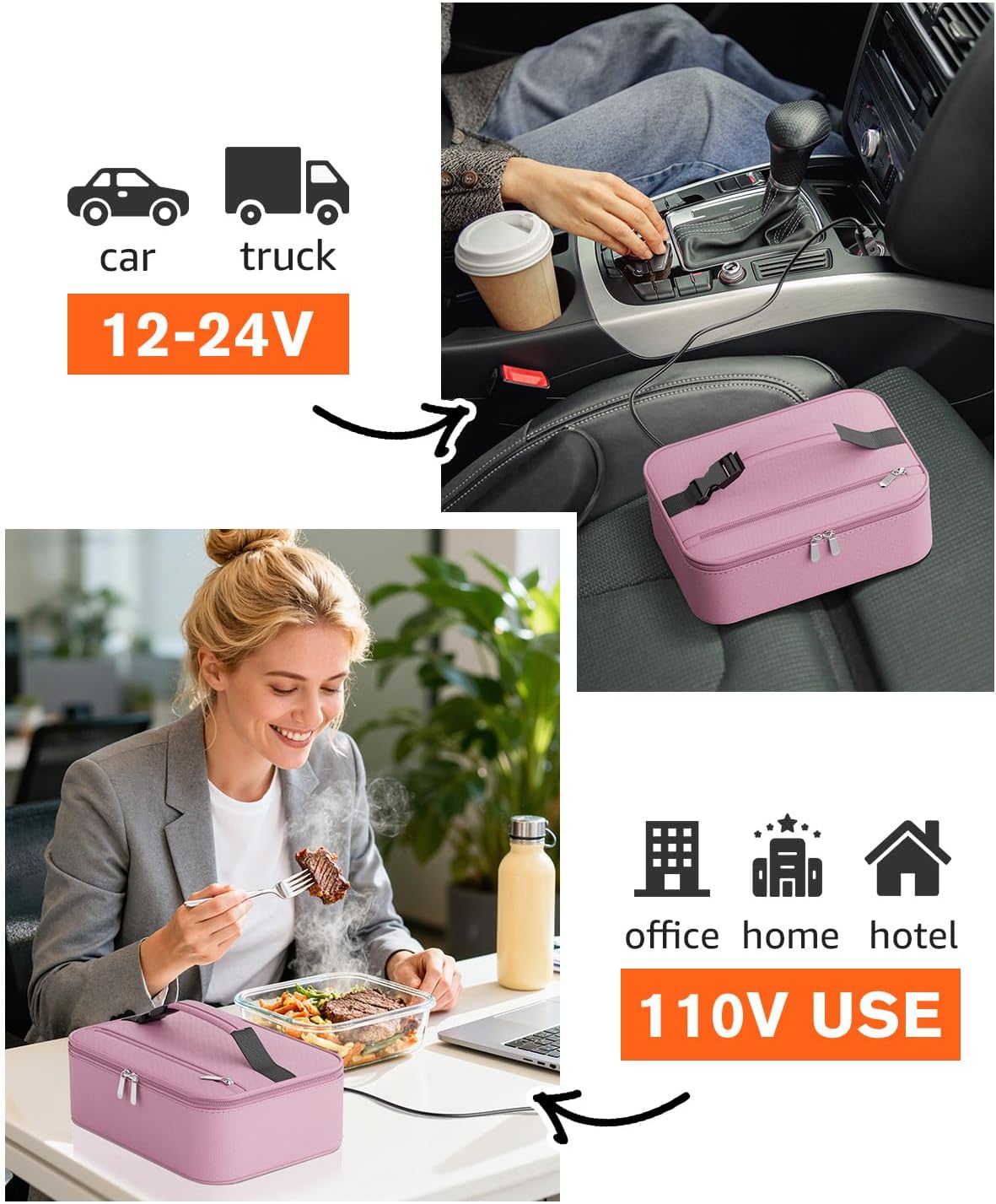 JUNCHI-Portable Food Warmer - Heated Lunch Box for Adluts - Electric ...