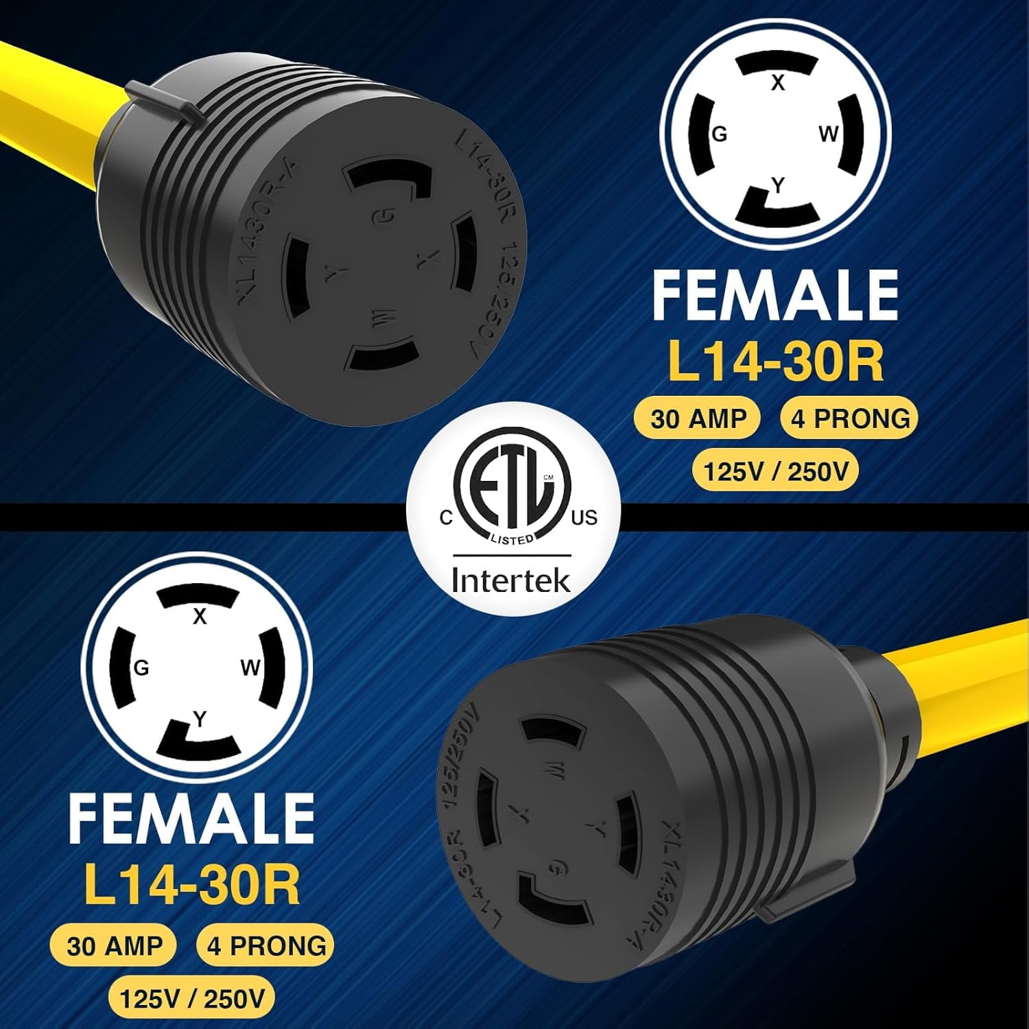 JUNCHI-Power Bank Adapter NEMA L14-30R to L14-30R Twist Lock 125V/250V ...