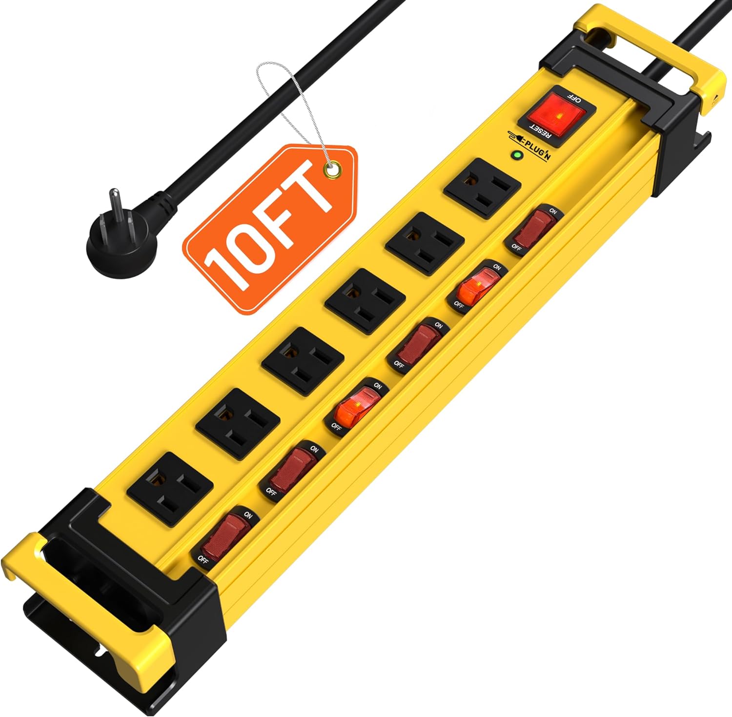 JUNCHI-Power Strip Surge Protector 2700J with Individual Switches and ...