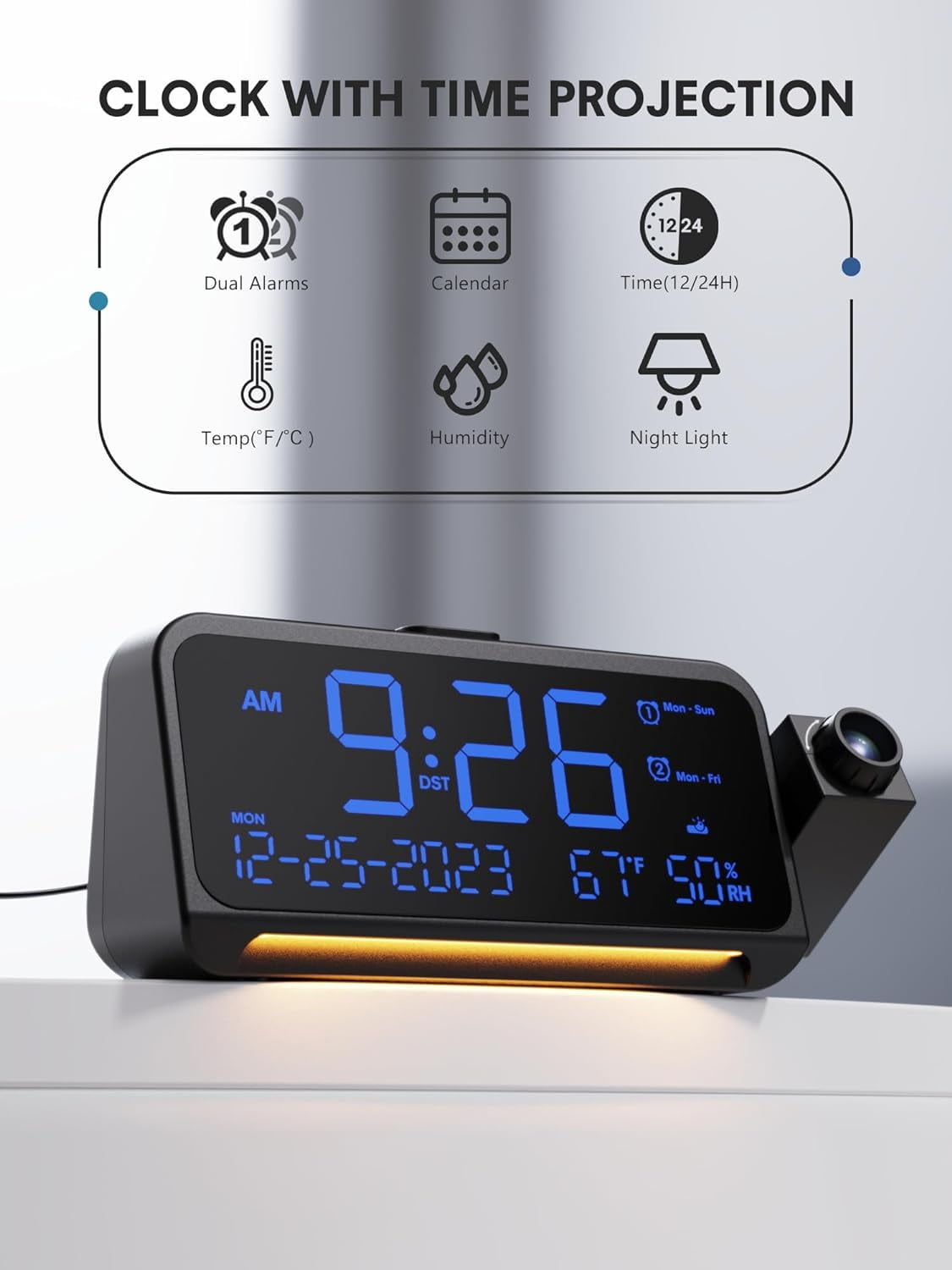 JUNCHI-Projection Alarm Clocks for Bedroom Ceiling - Walmart.com