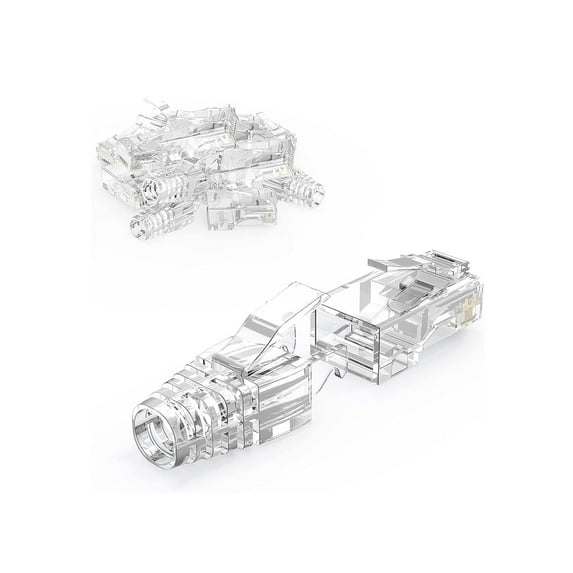 JUNCHI-RJ45 Connectors, 100-Pack Cat6 Connector, Cat6/Cat5 8P8C Modular Plug Ends with Relief ...
