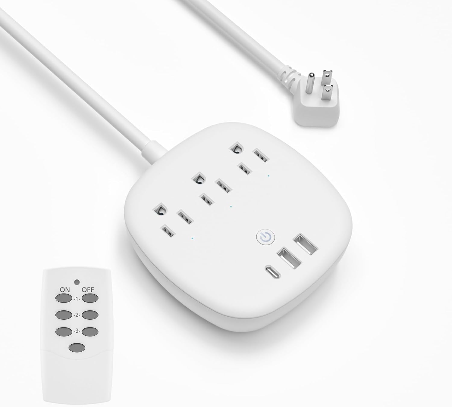 JUNCHI-Remote Control Surge Protected Power Strip with 3 Individually ...