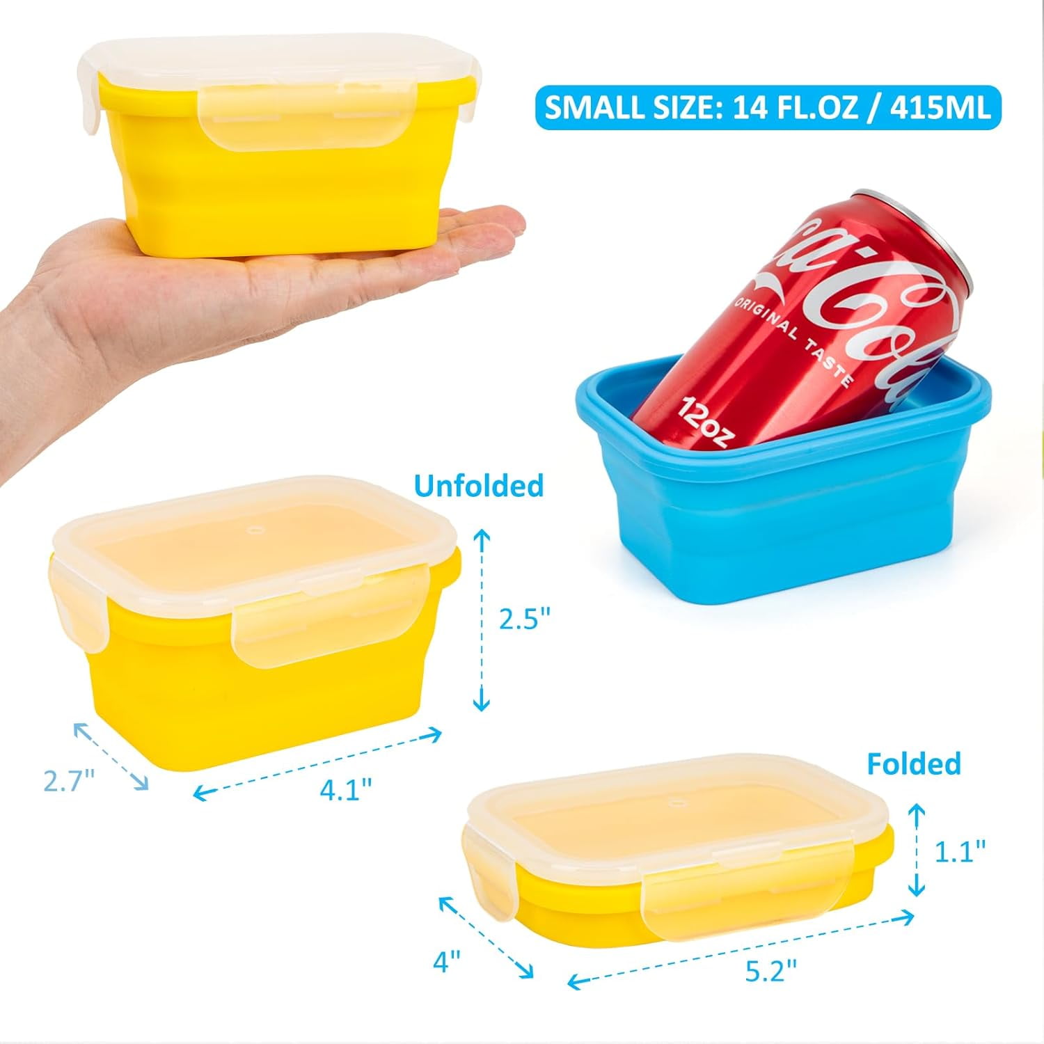 JUNCHI-Reusable Silicone Snack Sontainers with Lids, 14oz, Small ...