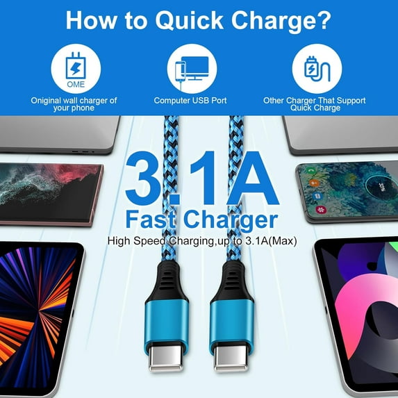 JUNCHI-Samsung A16 5G Charger Cable 10FT, 2 Pack Extra Long USB C to ...