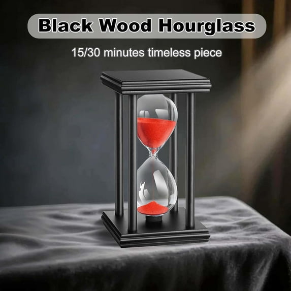 JUNCHI-Sand Timer 30 Minute, Wooden Stand Hourglass Sand Clock 30 Min ...