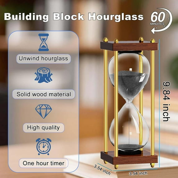 JUNCHI-Sand Timer 60 Minute, 60 Min Gold Rod Hourglass Sand Clock, 1 ...