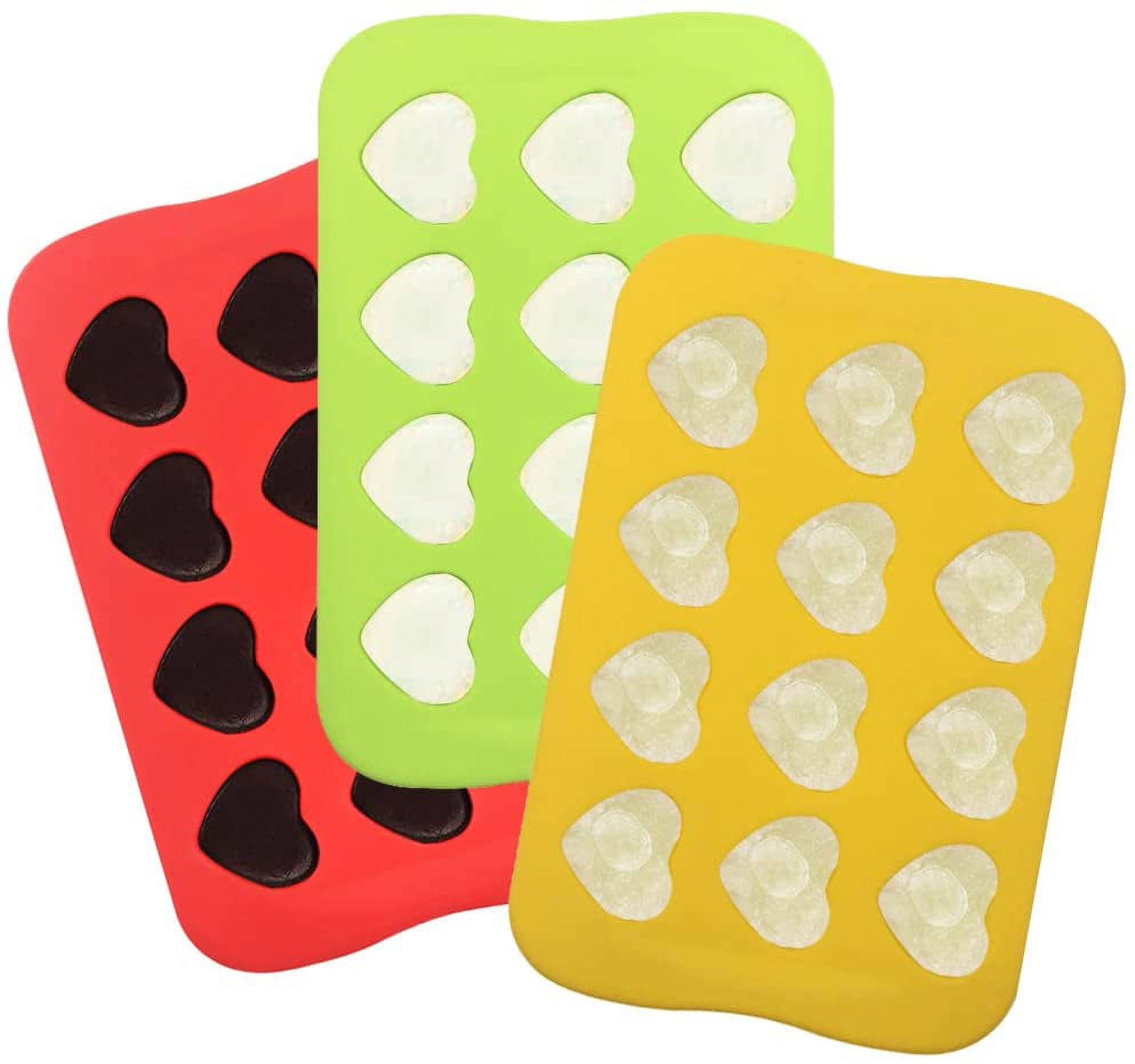 JUNCHI-Silicone Heart Shaped Molds, 3 Packs 12 Cavities Heart Shaped ...