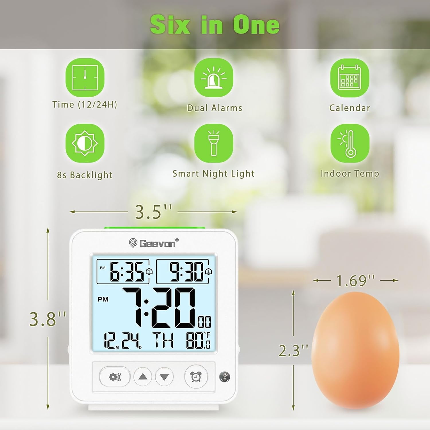 JUNCHI-Smart Night Light Small Digital Alarm Clock with 2 Increasing ...