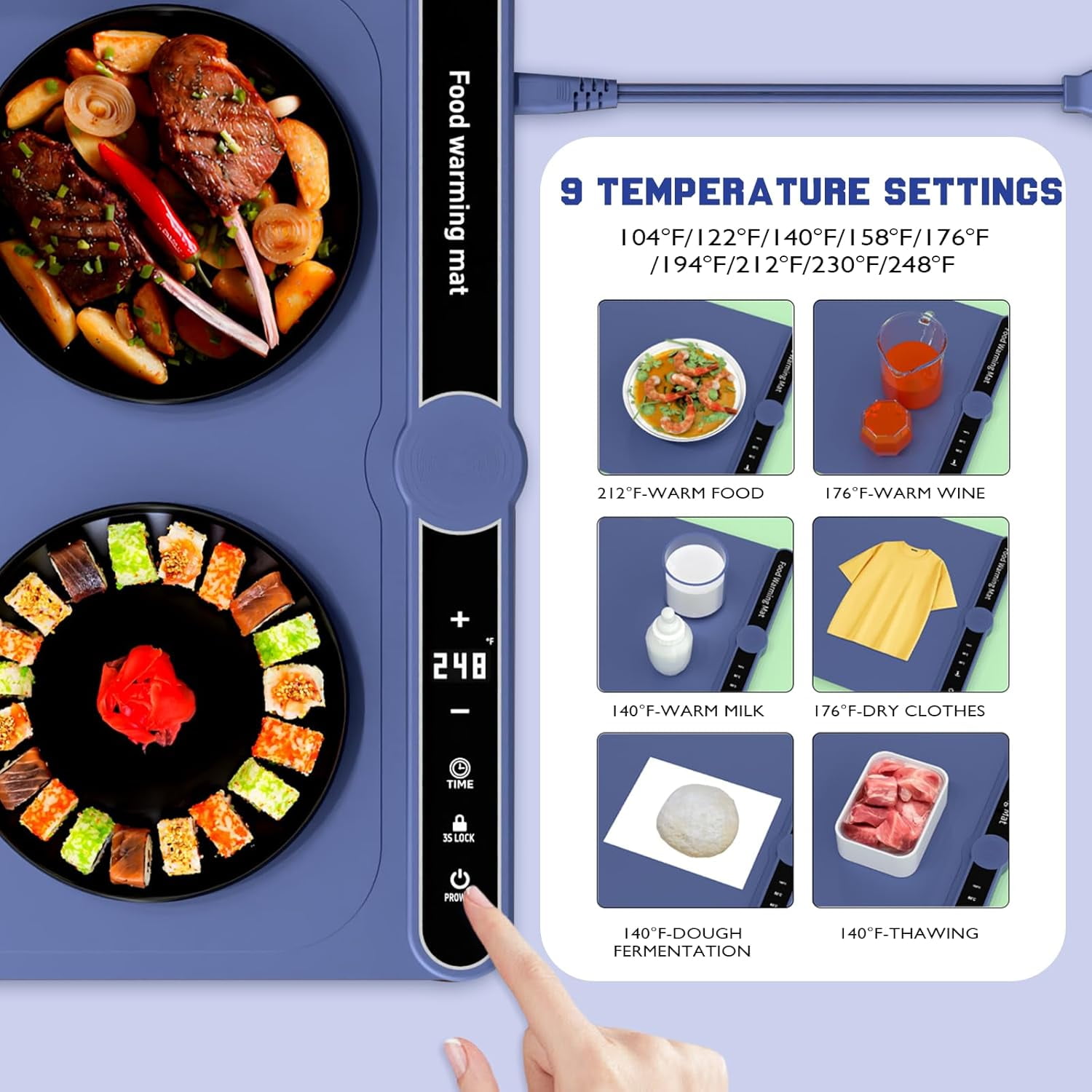 JUNCHI-Smart Warming Mat for Food, Upgrade Waterproof Foldable Heating ...