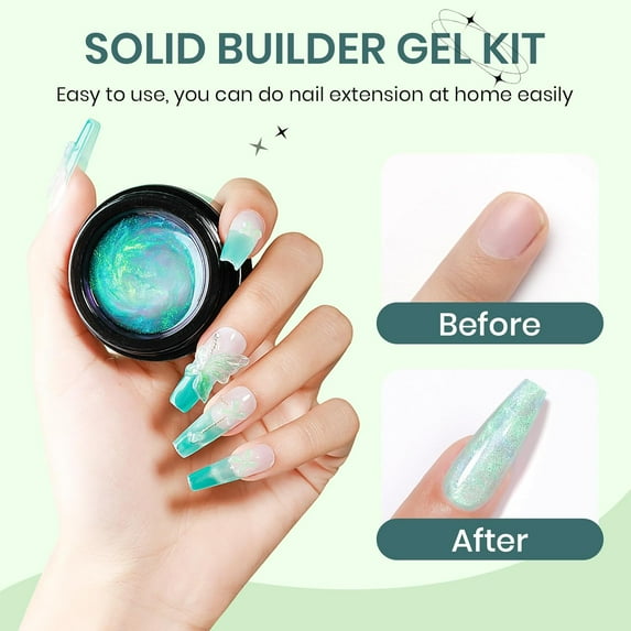 JUNCHI-Solid Builder Gel for Nails Clear and Aurora Green 3D Nail Gel ...