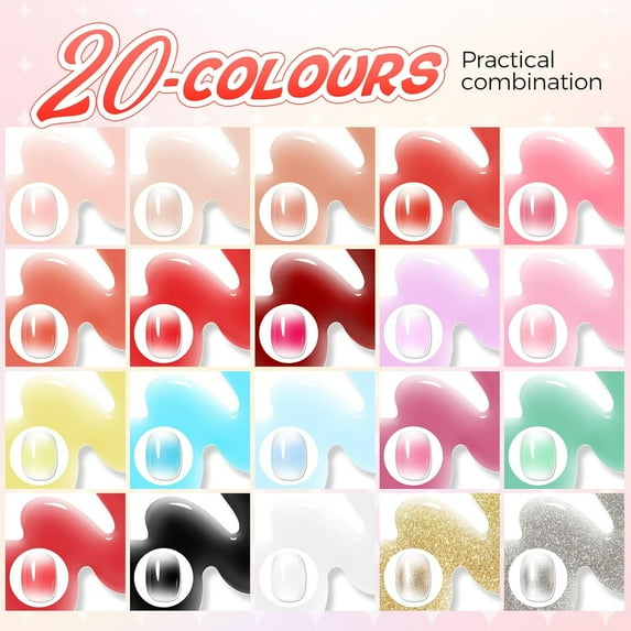 JUNCHI-Sponge Pat Painting Gel, 20 Colors Ombre Gel Nail Polish for ...