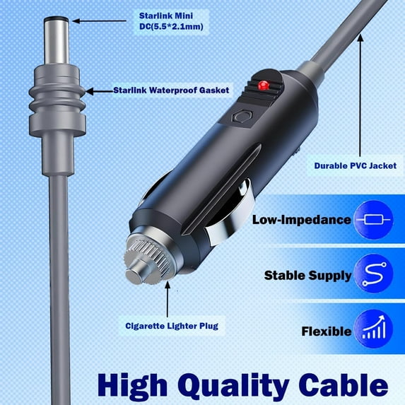 JUNCHI-Starlink Mini Cable Car Adapter,12V-24V DC Cigarette Lighter ...