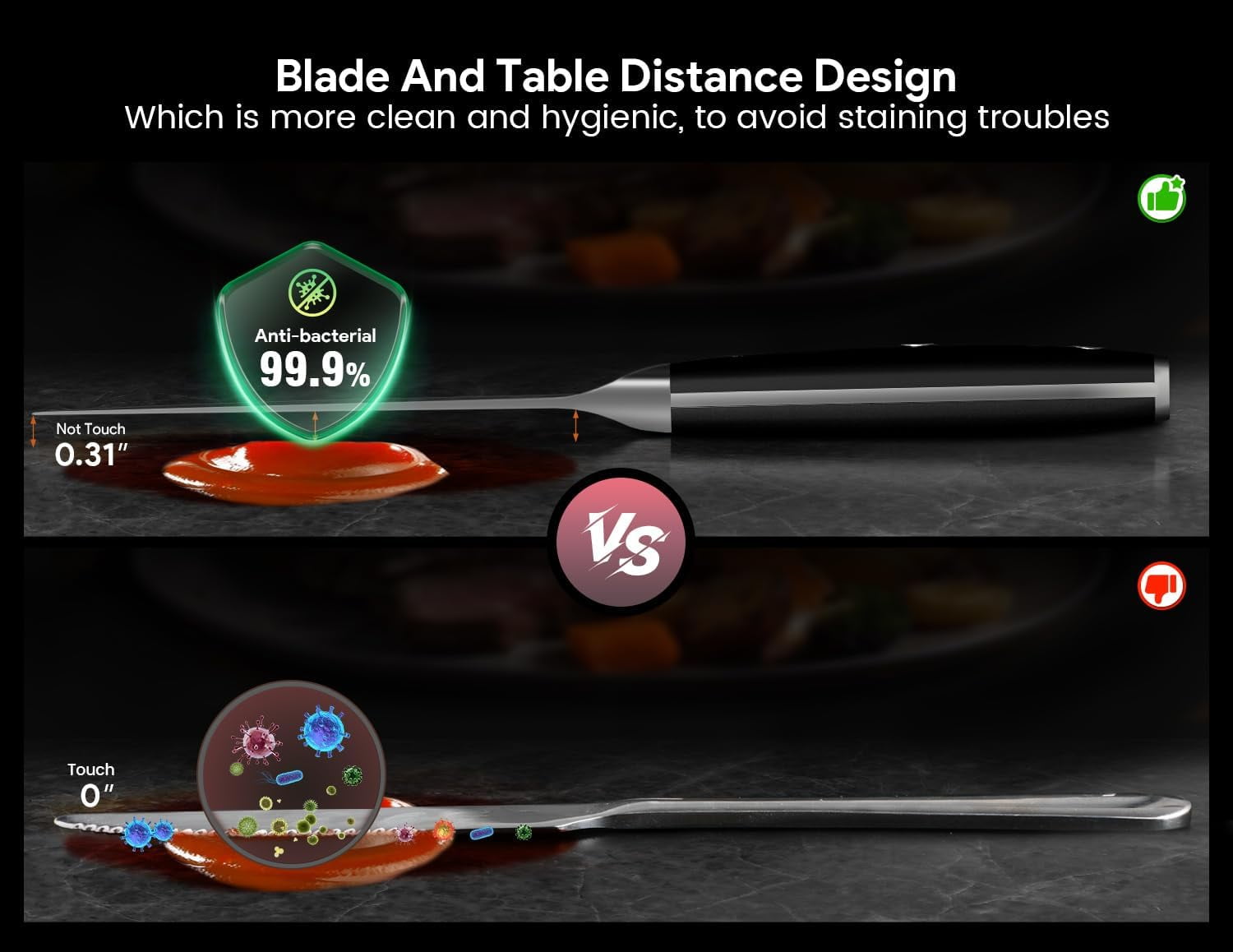 JUNCHI-Steak Knives Set of 4, 4.5 Inch Non Serrated Dinner Knife ...